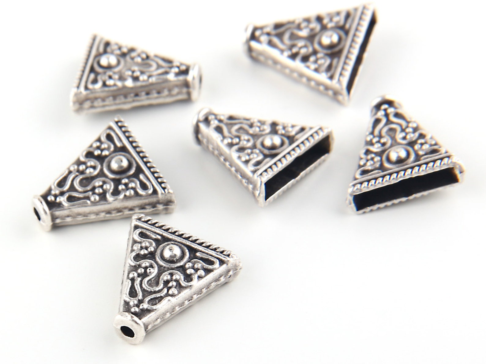 Silver Triangle Cord Ends / Mini Tassel Caps 14 Mm 6 Pieces - Etsy