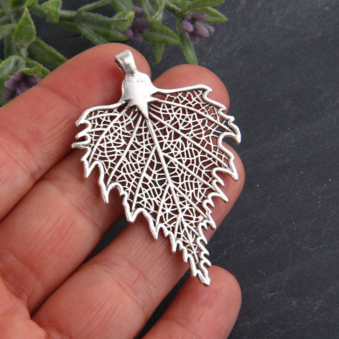Silver Large Detailed Leaf Pendant Leaf Jewelry Leaf - Etsy