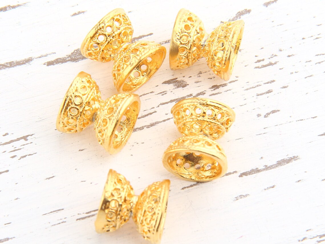 Bali Style Double Bead End Caps, 5 Pieces //GF-120 - Etsy