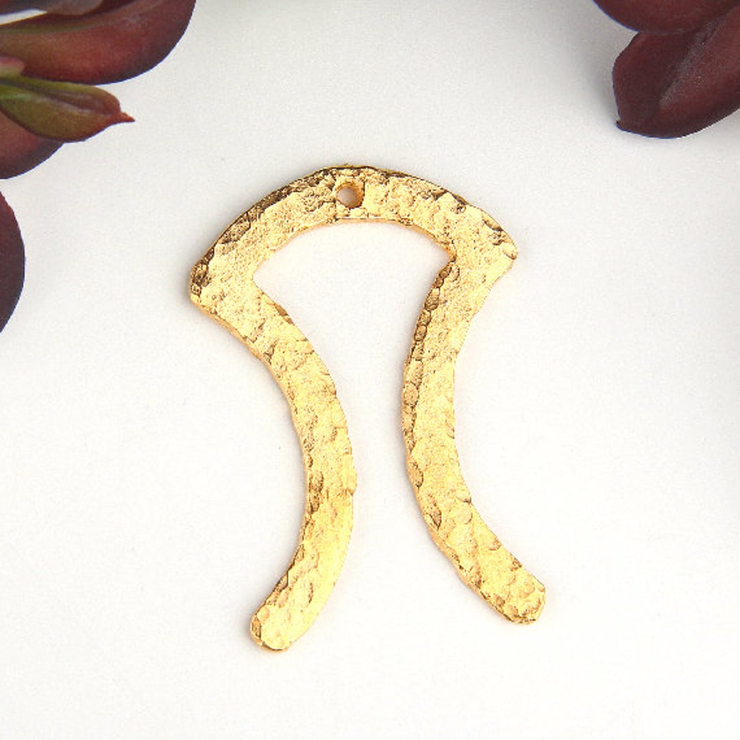 Gold, Hammered Geometric Metal Casting Pendant, Contemporary Jewelry, 1 ...