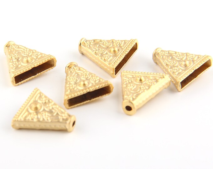 Gold Triangle Cord Ends / Mini Tassel Caps 14 Mm 6 Pieces // - Etsy