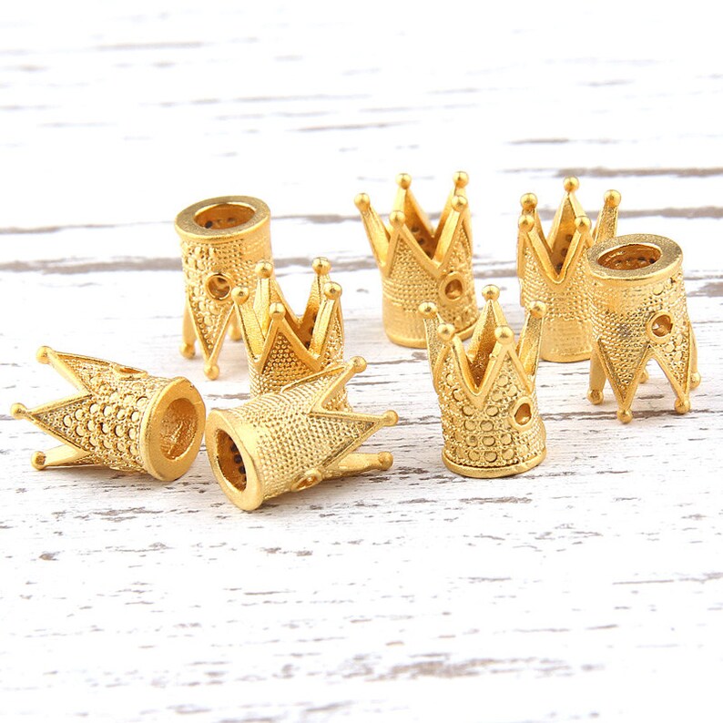 Textured King Crown Bead Caps, Crown Shaped Cones, Mini Tassel Caps, 8 ...