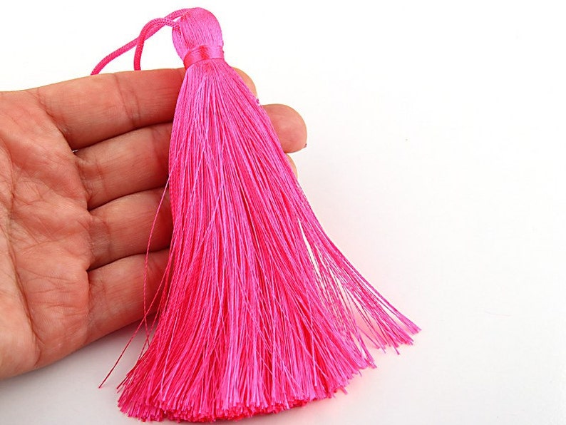 Neon Fuschia Large and Thick Silk Tassel Jewelry Supplies | Etsy