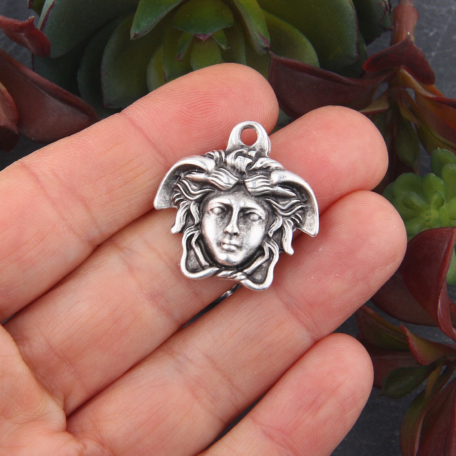 2 Medusa Pendant Charms, 1-sided Medusa Drop Charms, Medusa Pendant ...