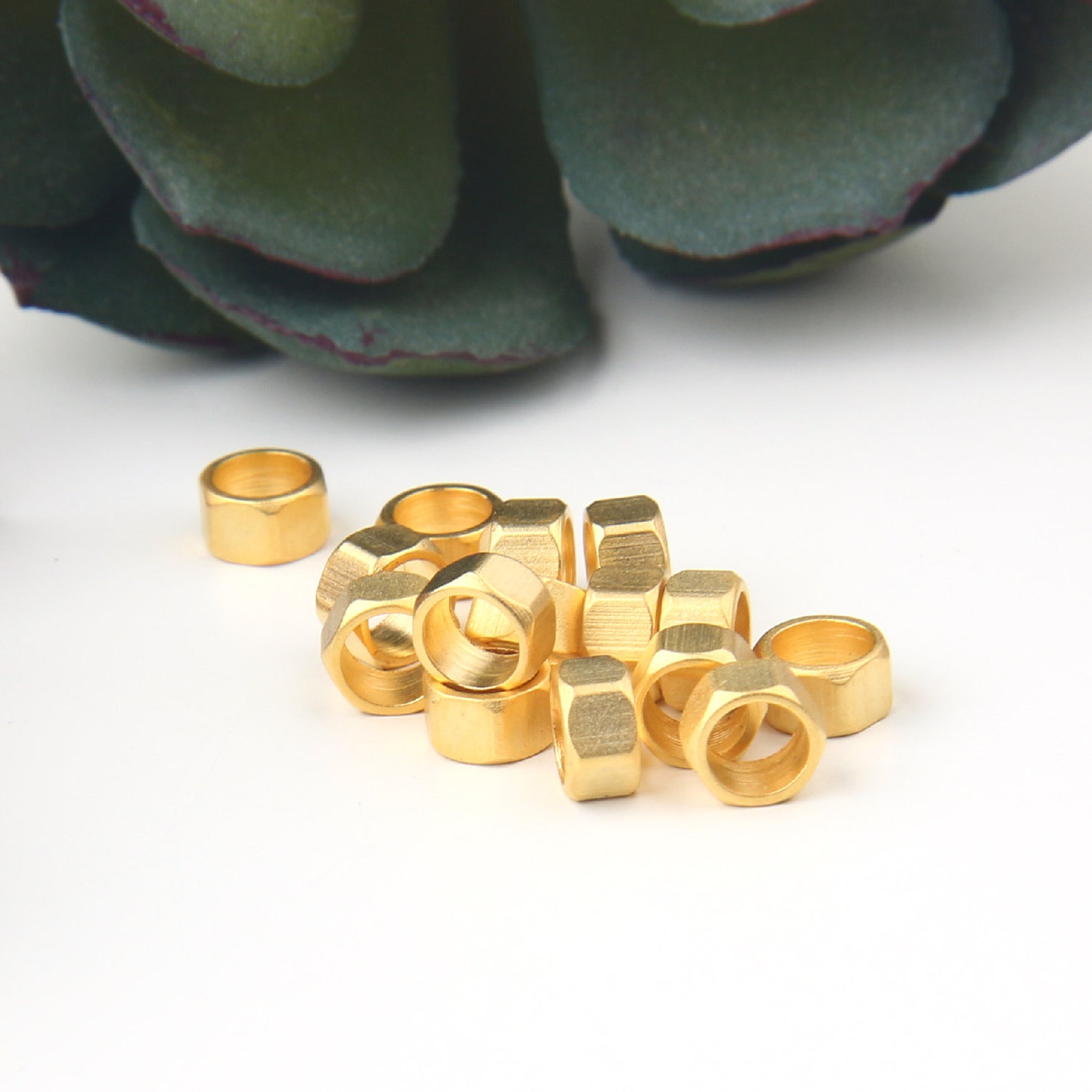 Gold Hexagon Shaped Bead Spacers Geometric Beads Jewelry - Etsy