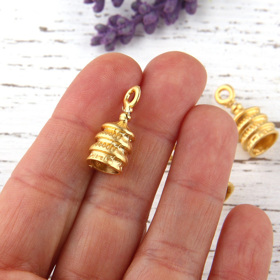 Gold Plated Layered Cones, Bead Caps, Tassel Caps, Cord End Caps, 4 ...