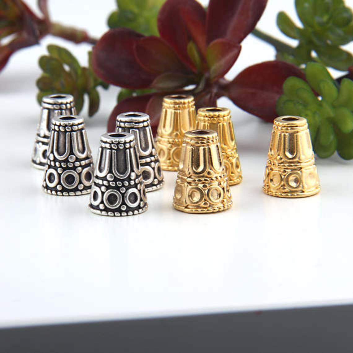 Gold Tribal Bead Cones Tassel Caps End Caps Cord End Caps | Etsy