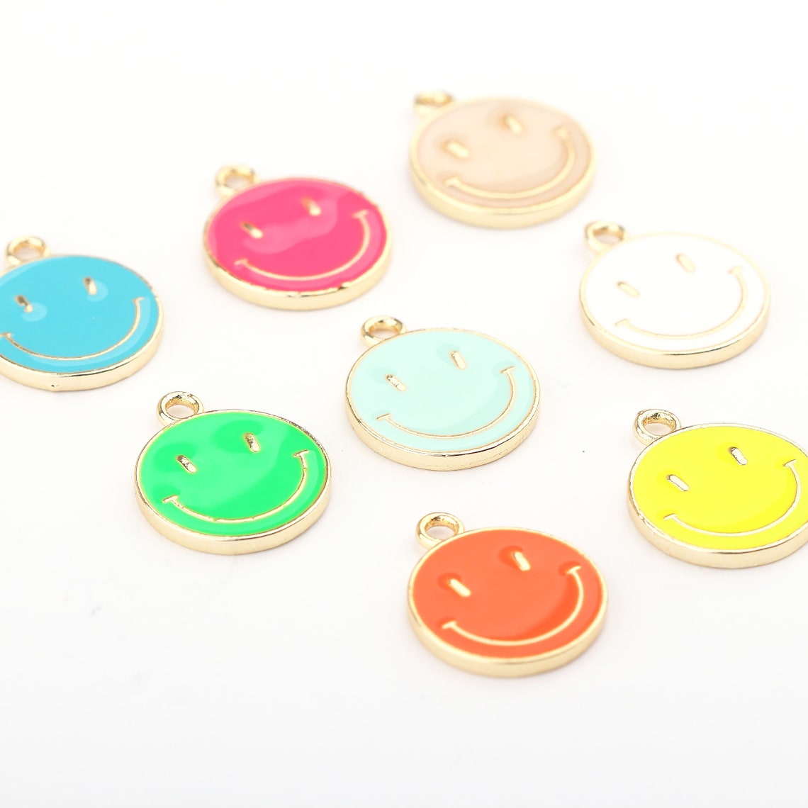 Enamel Smiley Charms, Smiley Face Pendants, Enamel Happy Face Pendants ...