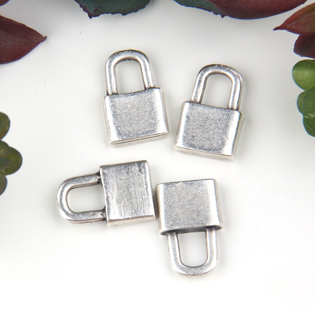 Silver Small Lock Charms Plain Lock Charms 4 Pcs // Sch-190 - Etsy