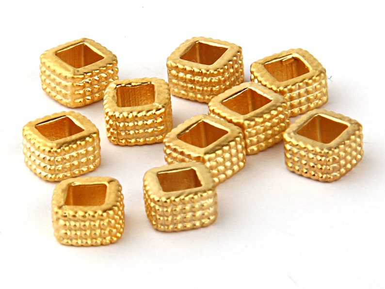 Open Square Chequered Bead Sliders, Gold Plated, 10 Pieces // GB-082 - Etsy