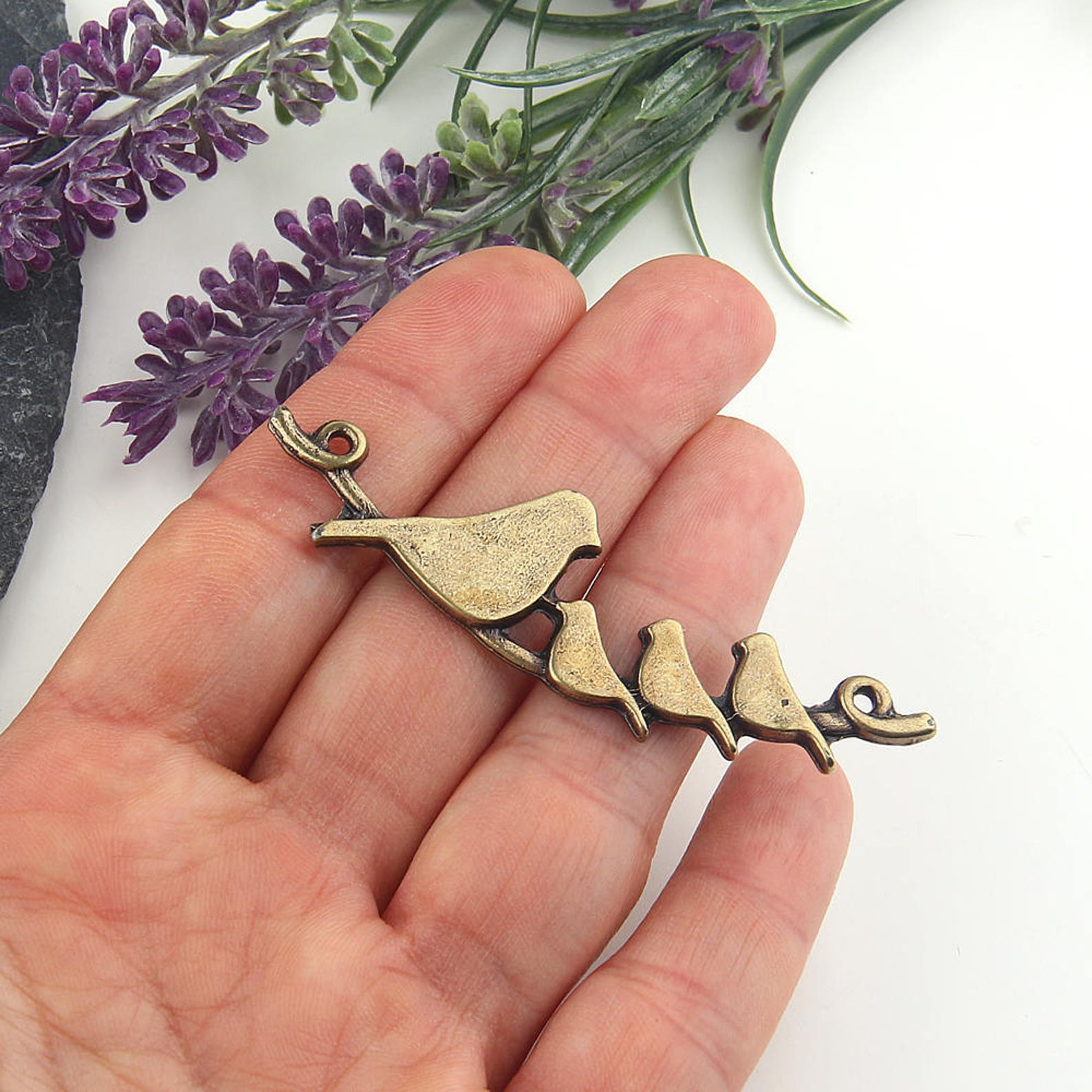 Bronze Birds on a Tree Pendant Birds Pendant Perched Bird | Etsy