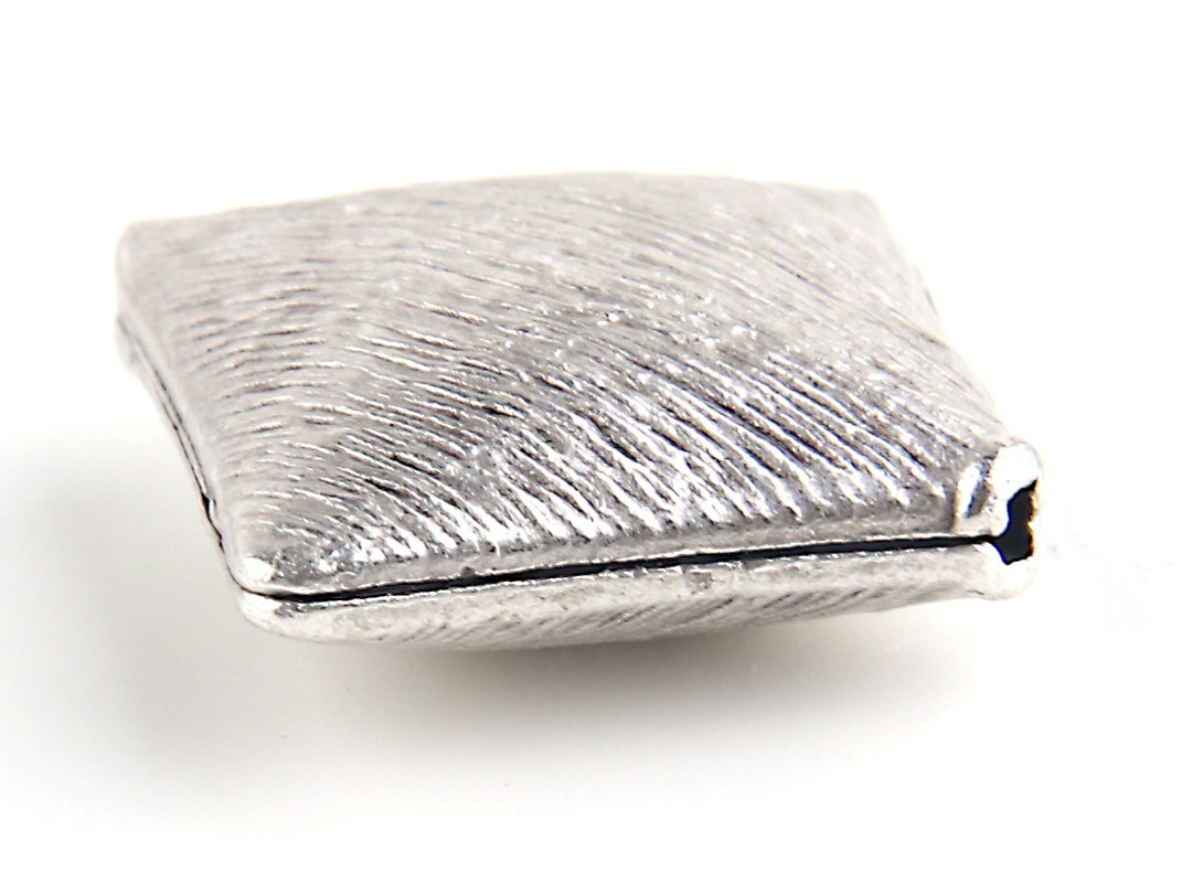 Large Textured Diamond Hollow Bead, Large Pillow Bead, Matte Sİlver ...