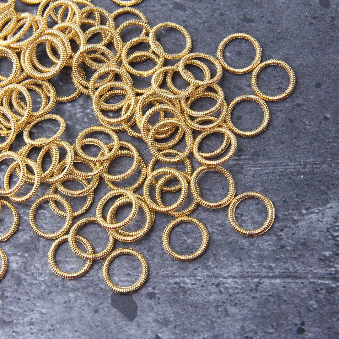 Closed Jump Ring, Textured Jump Rings, 13mm Jump Ring, Gold Loop ...