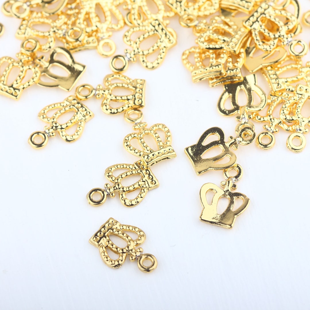 10 Gold Crown Charms, King Charms, Queen Charms, Royal Crown Charms ...