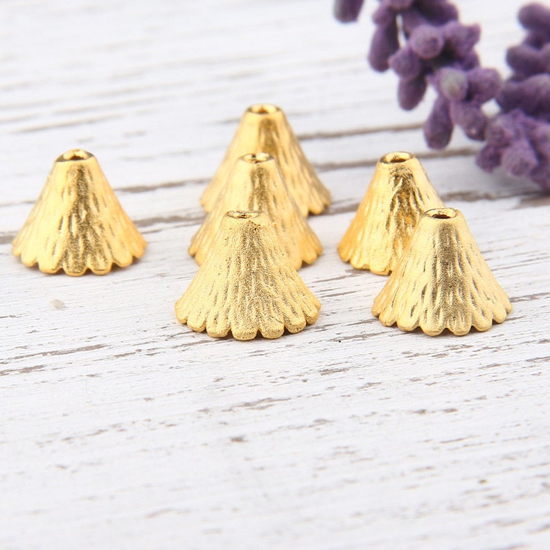 Gold Plated Etched Cone Caps Gold Cones Tassel Caps Bead | Etsy