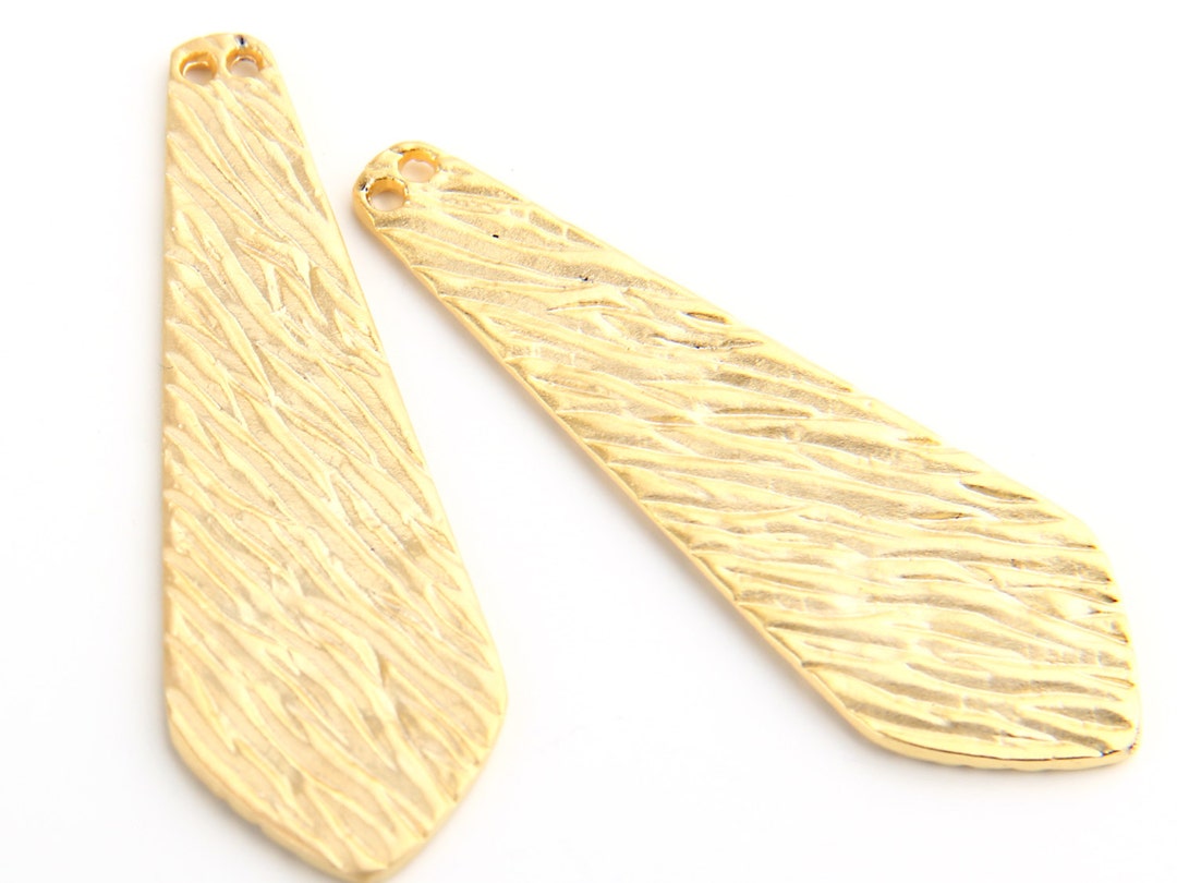 Gold Plated Tie Pendant, Textured Gold Tie Pendant, 17,5 Mm, 2 Pcs ...