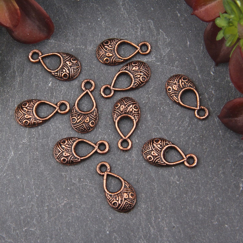 10 Copper Teardrop Textured Dangle Charms Copper Charms - Etsy