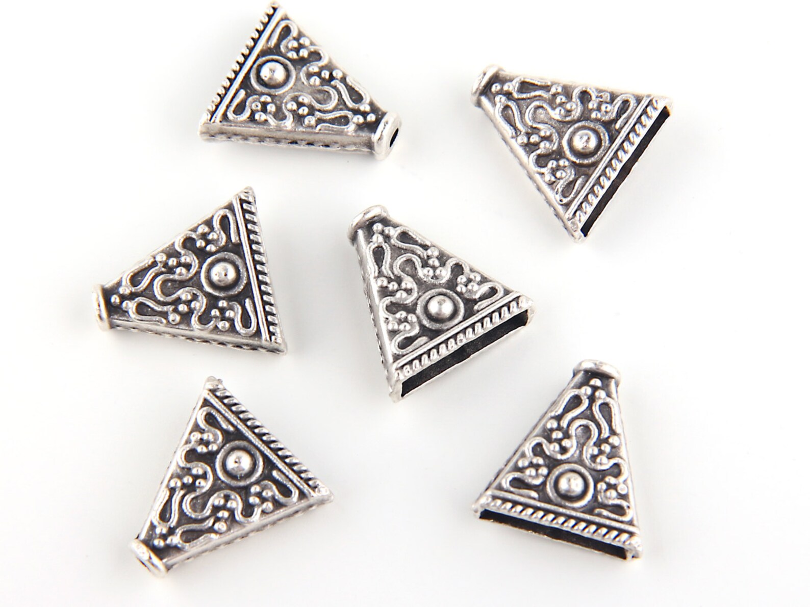 Silver Triangle Cord Ends / Mini Tassel Caps 14 Mm 6 Pieces - Etsy