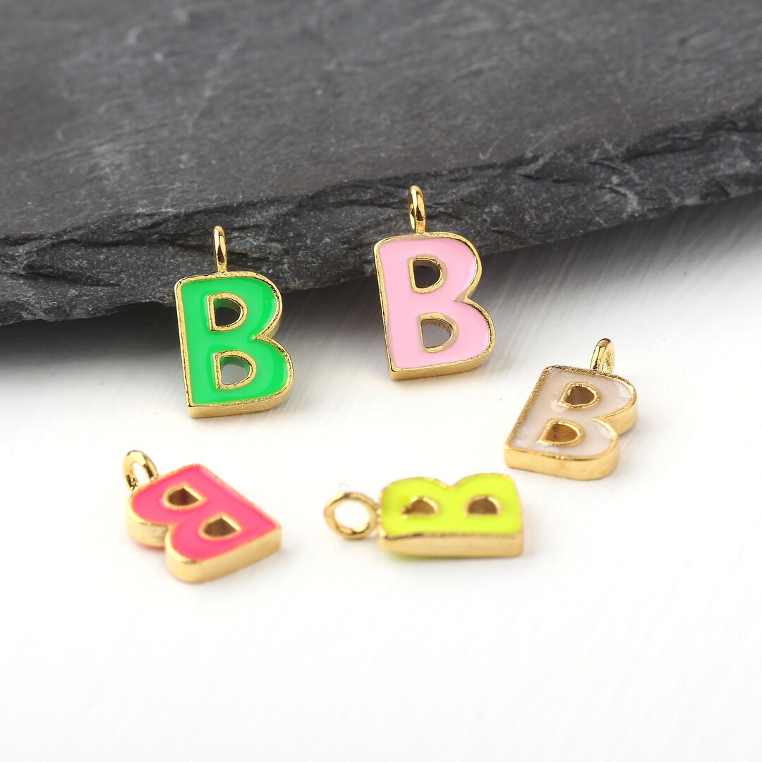 1 Letter B Charm, Enamel Letter Charms, Enamel Alphabet Charms, Letter ...