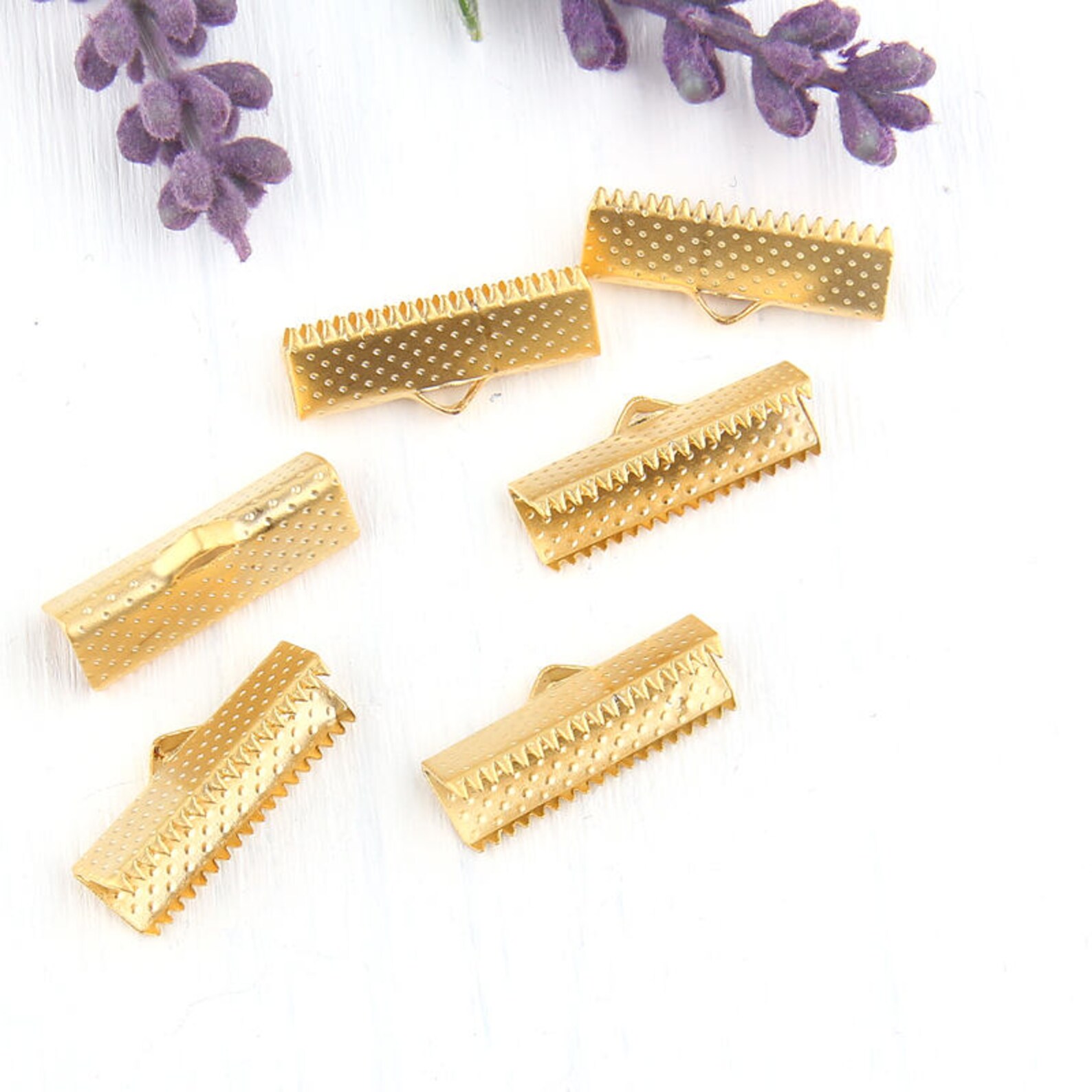 Gold Ribbon Clips, Cord Clamp,25 Mm, 6 Pieces // GF-151 - Etsy