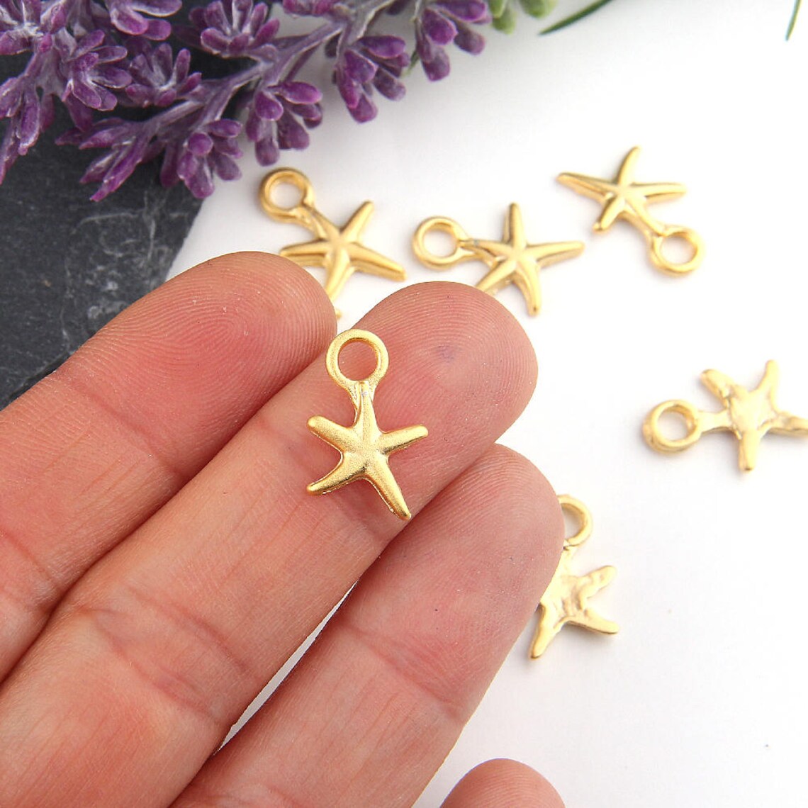 Gold Mini Sea Star Charms Bronze Starfish Charms 10 Pieces - Etsy