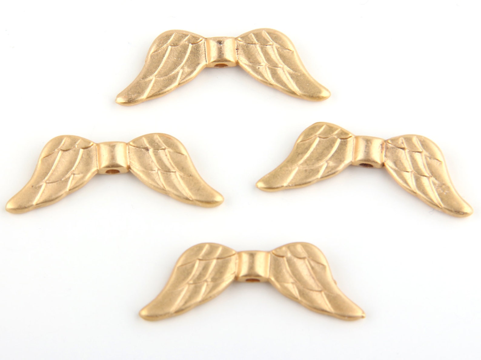 Angel Feather Wing Bead Sliders, Matte Gold Plated, 4 Pieces // GB-126 ...