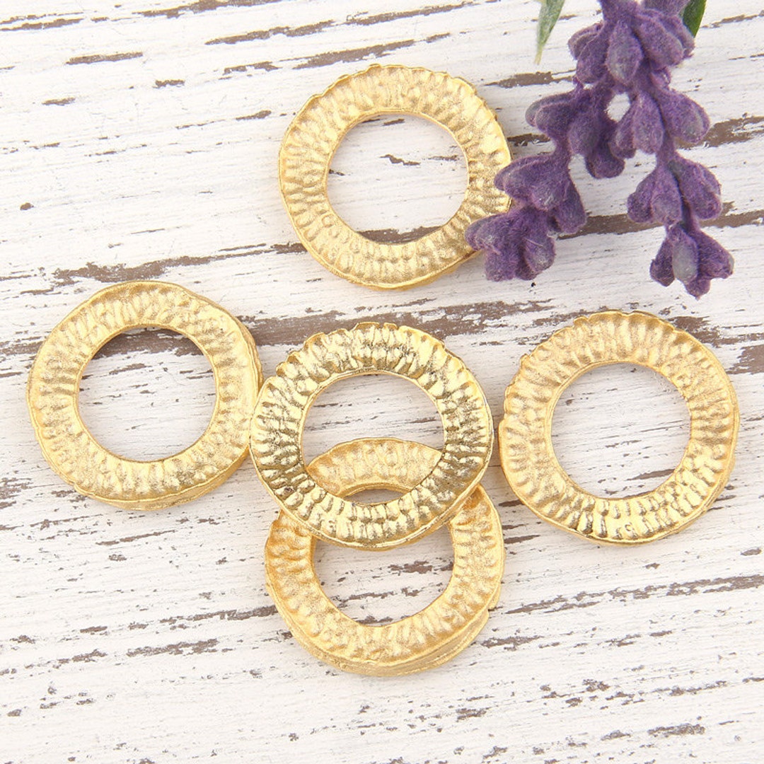 Textured Gold Loops, Links, Connectors, Large Jump Rings, Closed Large ...