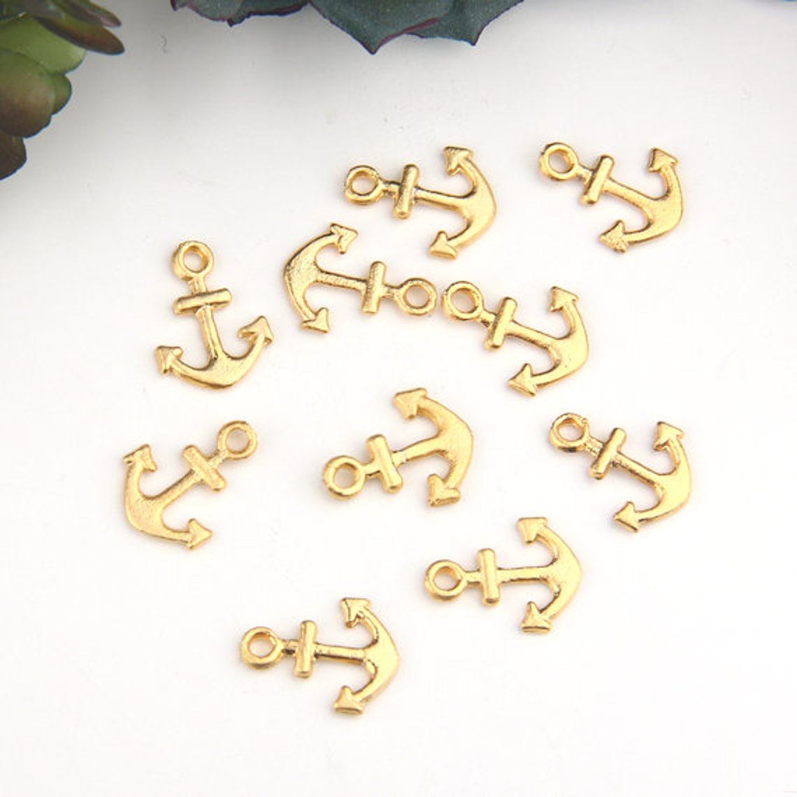 Gold Mini Anchor Charms Nautical Charms 10 Pieces // Gch-280 - Etsy