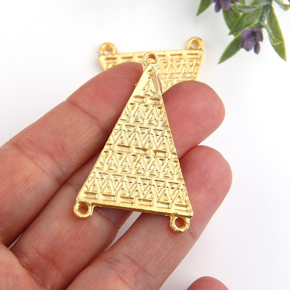 LargeTribal Triangle Connectors 22k Gold Plated Triangle | Etsy