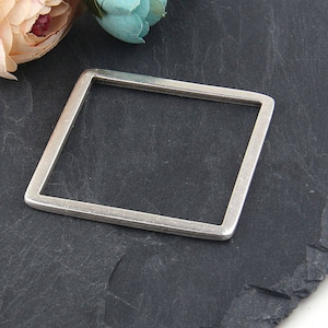 Large Square Loop Connector Pendant, Silver Square Pendant, Closed Loop ...
