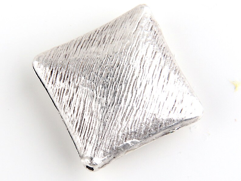 Large Textured Diamond Hollow Bead, Large Pillow Bead, Matte Sİlver ...