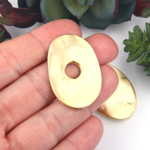 2 Large Gold Oval Flat Disc Connector, Organic Disc Connector 23.50x34 ...