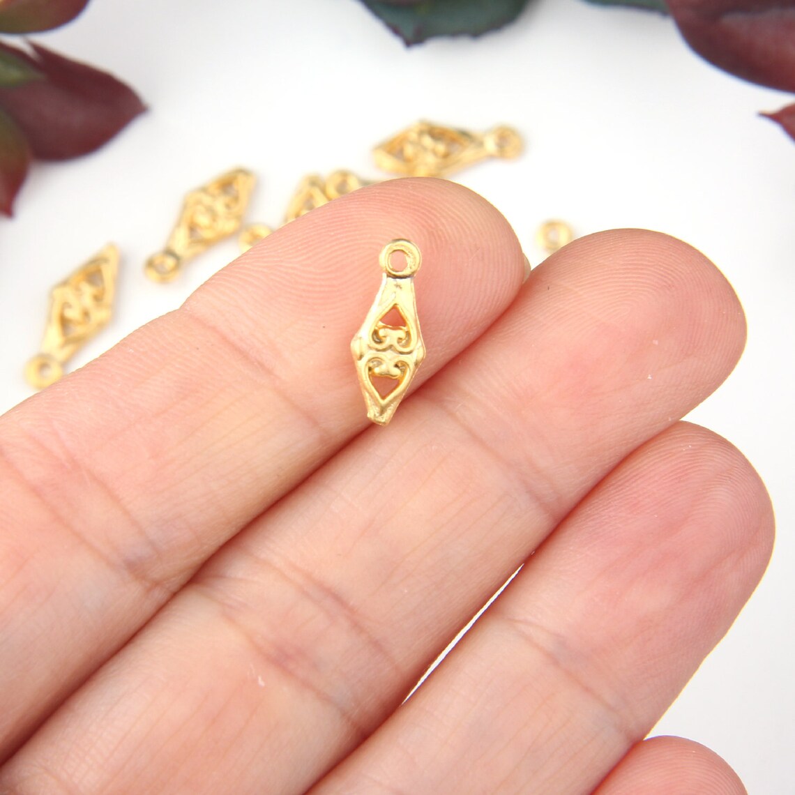 Gold Mini Diamond Shaped Charms Mini Heart Charms Jewelry | Etsy