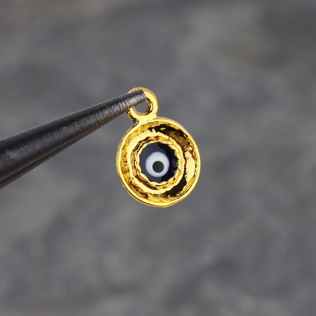 3 Evil Eye Charms, Mini Enamel Evil Eye Charms, Mini Evil Eye Pendants ...