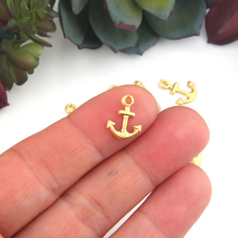 Gold Mini Anchor Charms Nautical Charms 10 Pieces // Gch-280 - Etsy