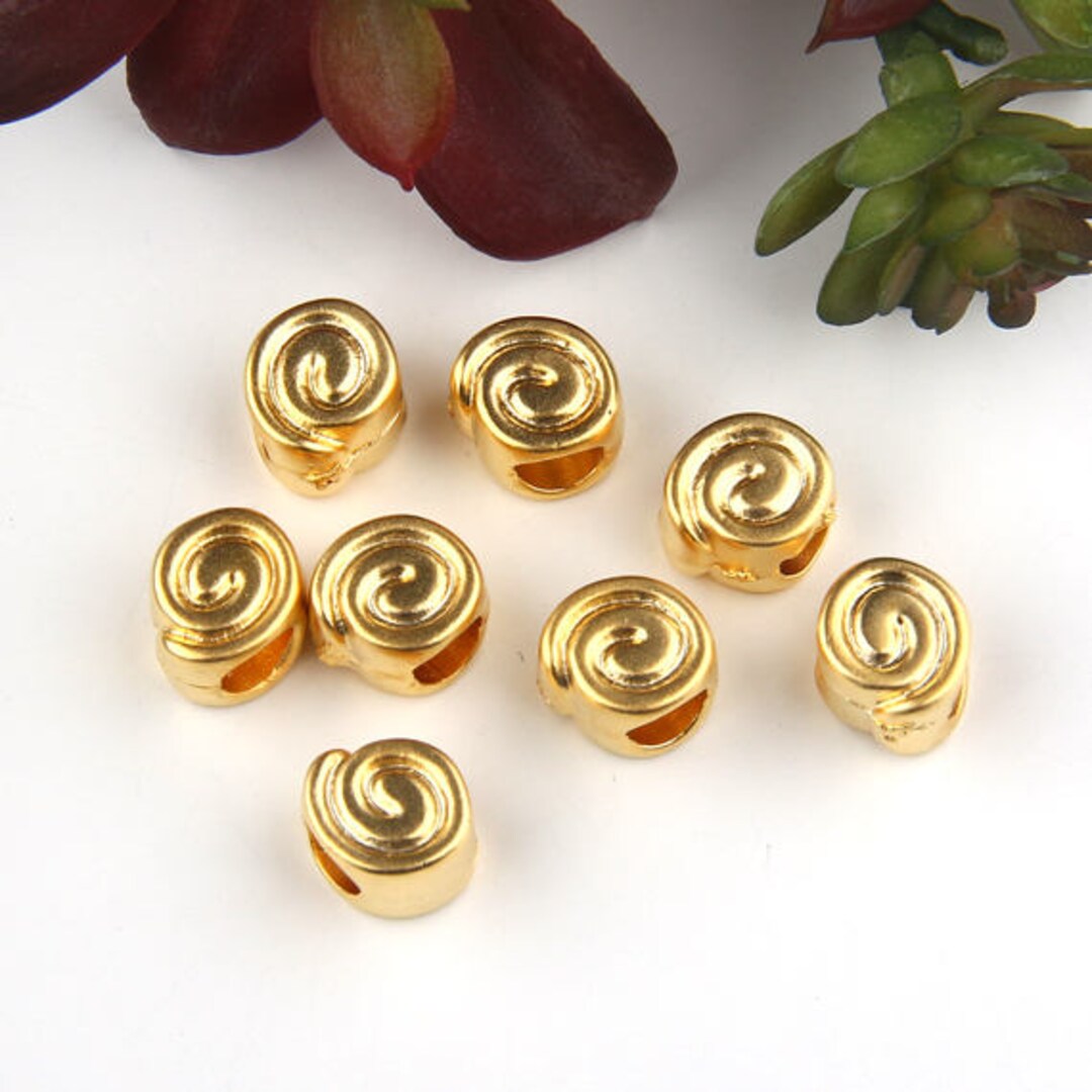 Gold, Swirl Curl Bead Sliders, Large Hole Curly Beads, Swirl Beads, 8 ...