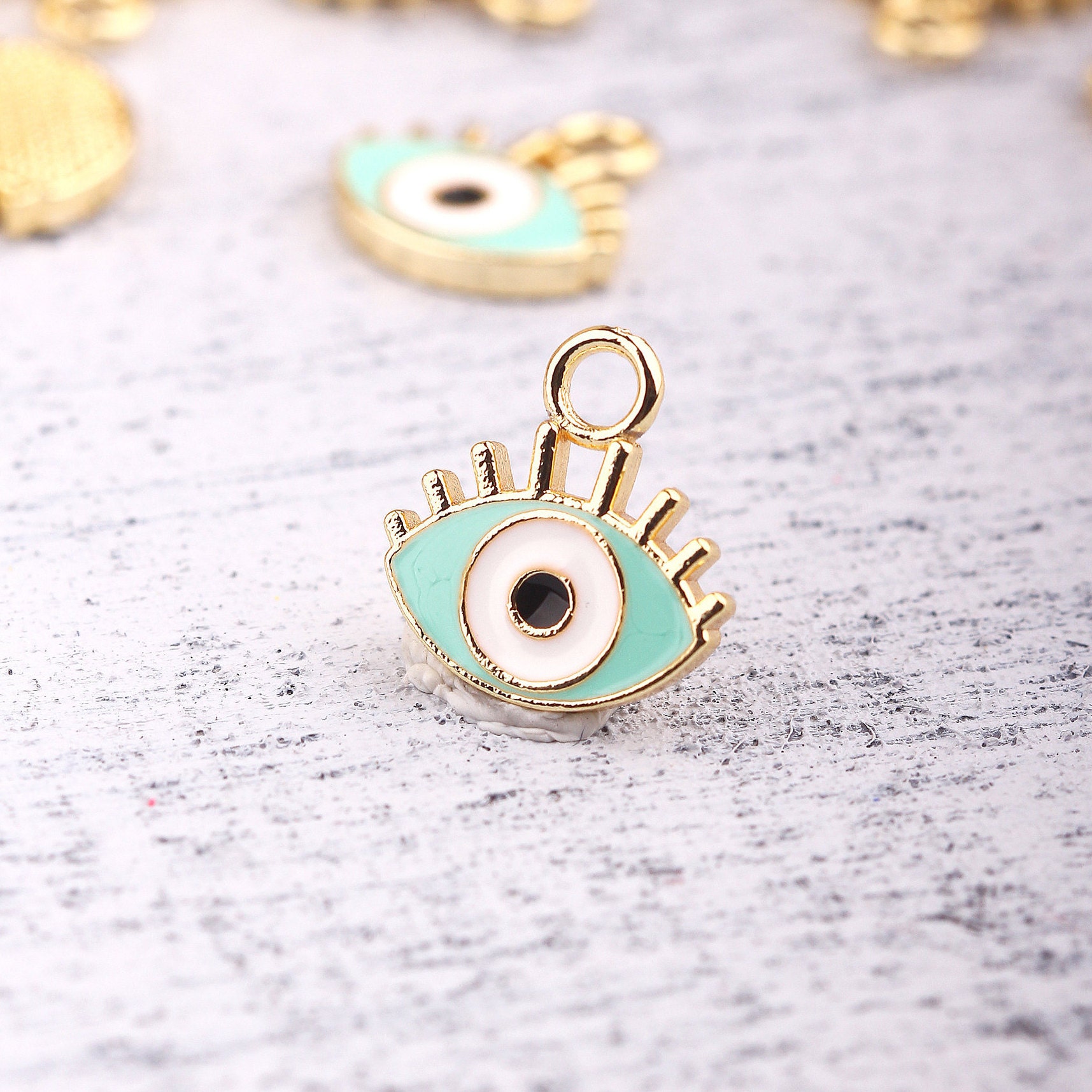Evil Eye Charms, Enamel Evil Eye Charms, Minimalist Eye Charms, Good ...