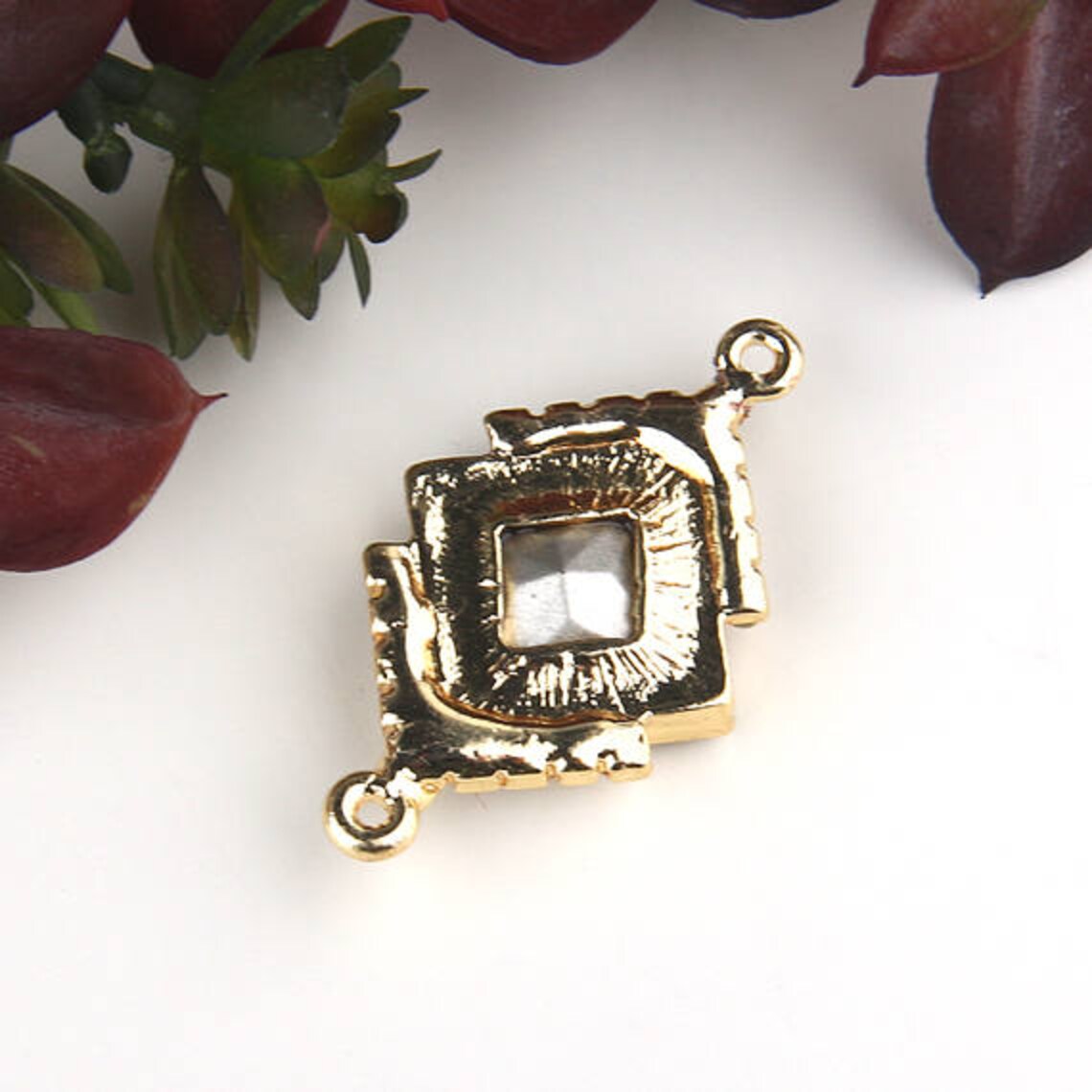 Blue Diamond Shaped Glass Crystal Connector Gold Tone | Etsy