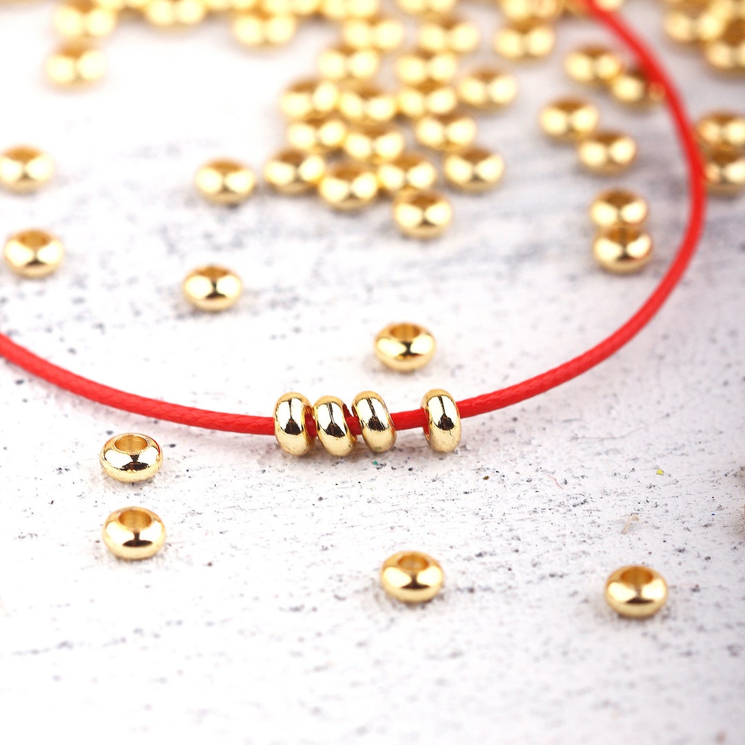 Tiny Gold Beads, Tiny Ring Beads, Mini Gold Ring Beads, Tiny Spacer ...