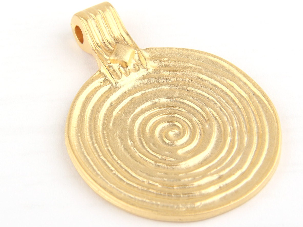 Large Round Spiral Gold Pendant 335 mm 1 piece // GP-443 | Etsy