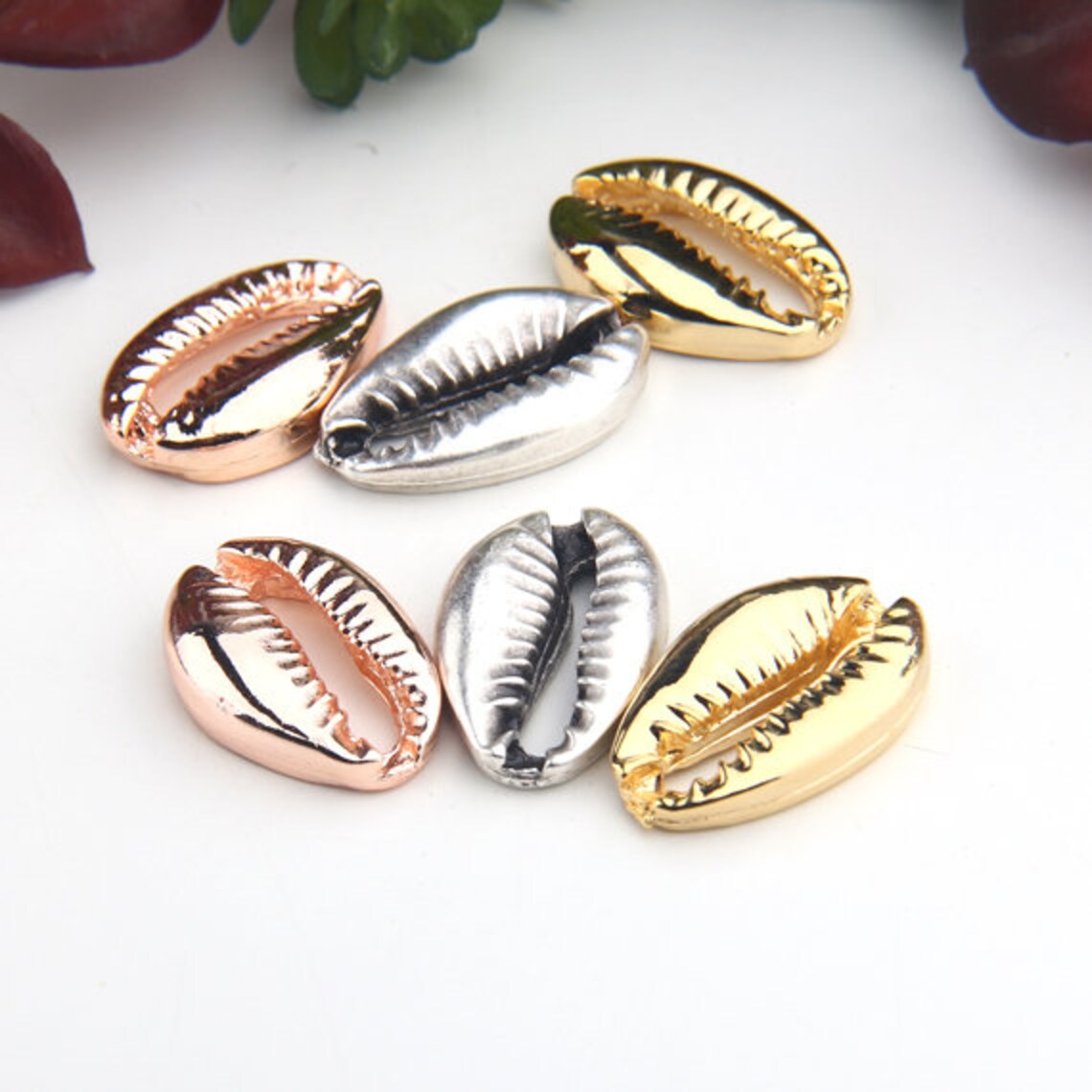 Shiny Gold Metal Cowrie Shell Connector Beach Jewelry Shell - Etsy