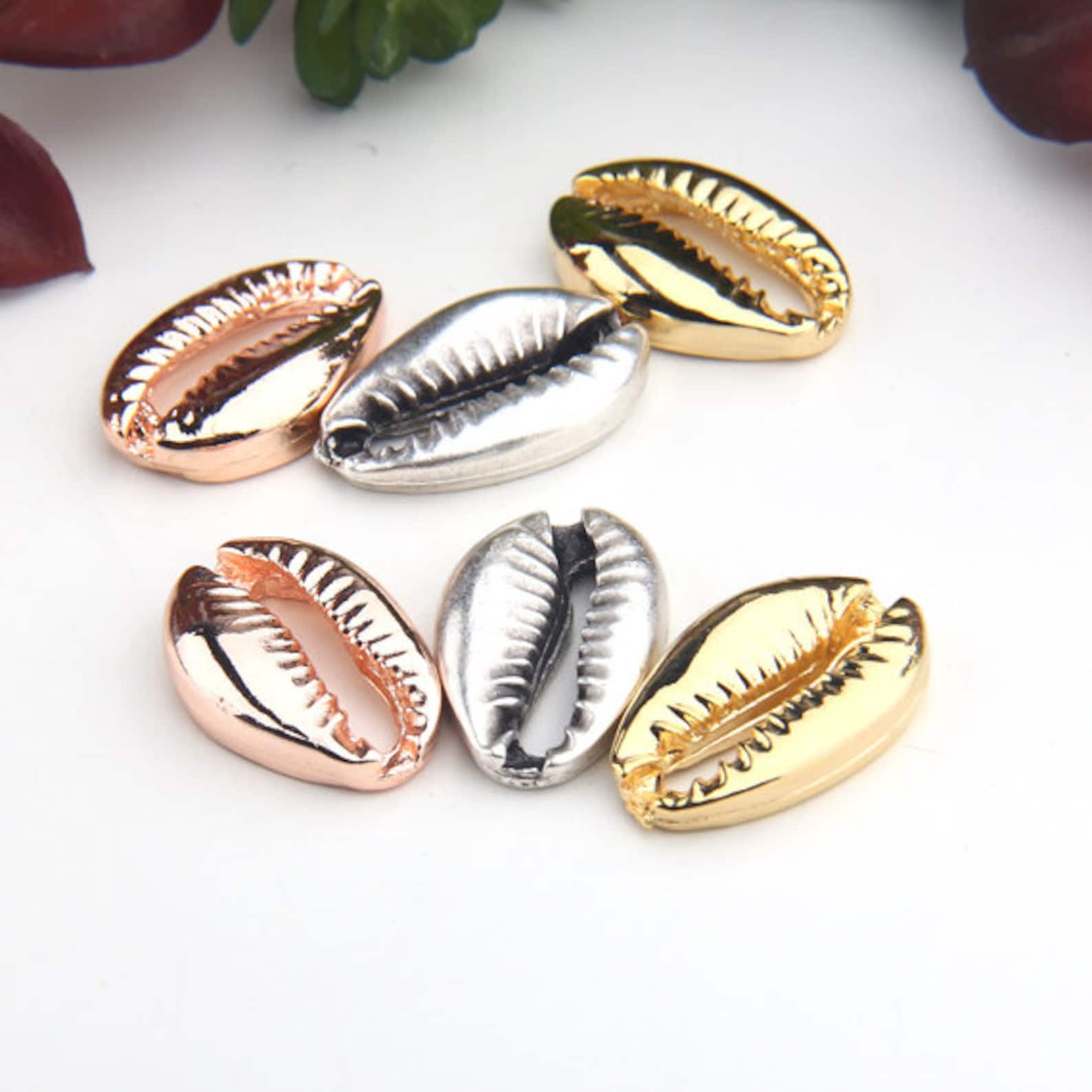 Shiny Gold, Metal Cowrie Shell Connector, Beach Jewelry, Shell Charms ...