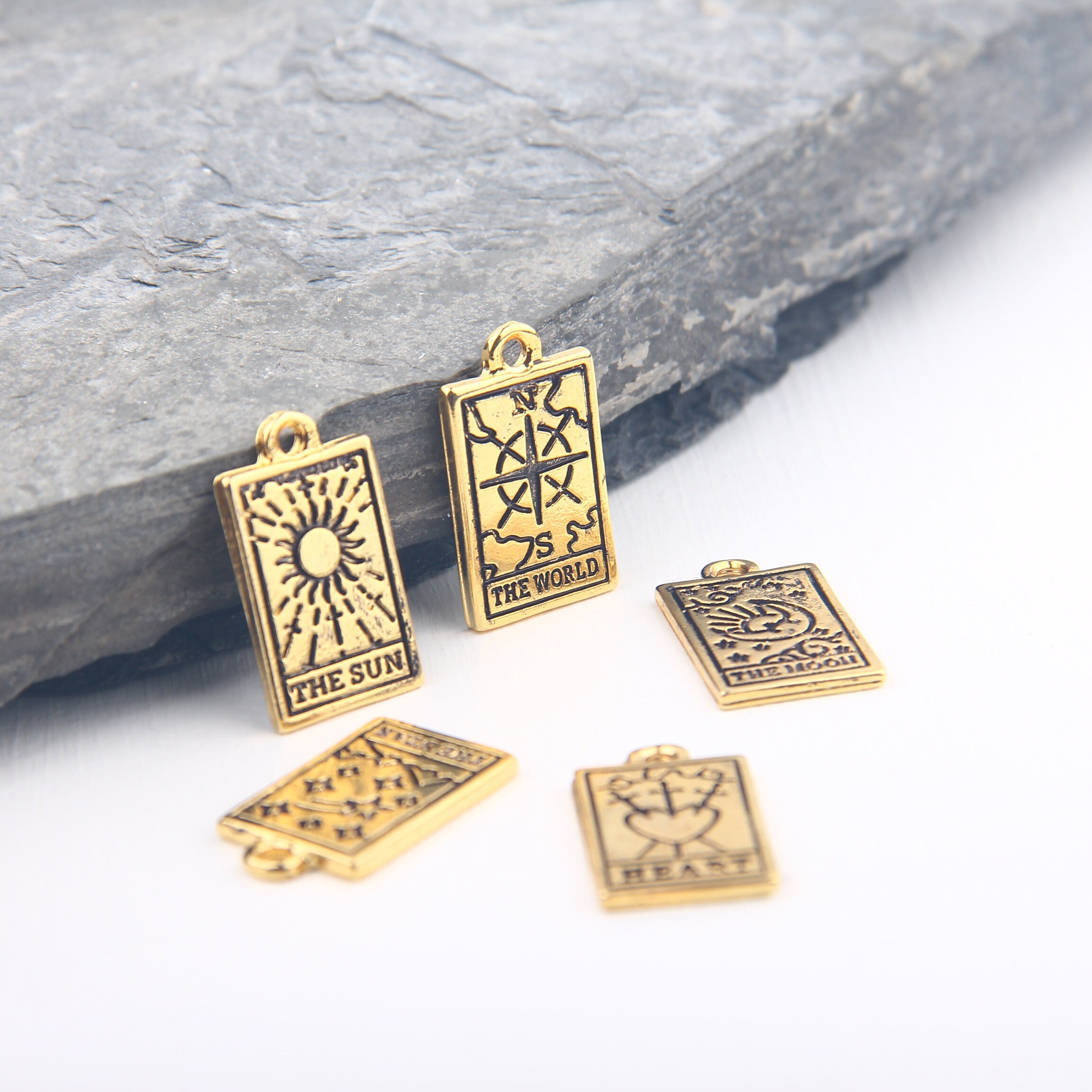 1 Tarot Card Pendant, Gold Tarot Card, Tarot Card Charm, Tarot Deck ...