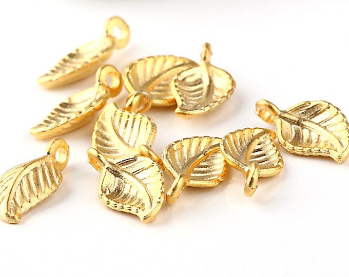 Mini Gold Leaf Charms, 10 Pieces Jewelry Supplies // Gpch-114 - Etsy