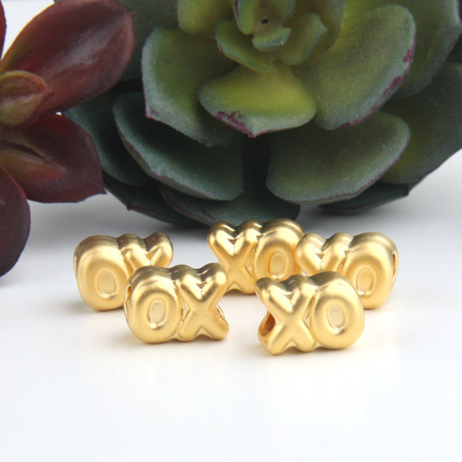 Large Hole Gold Slider XO Beads Gold Kiss and Hug Bead - Etsy
