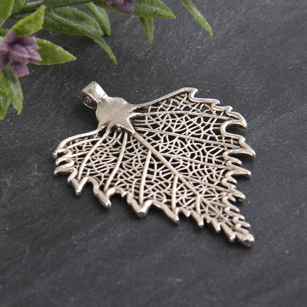 Silver, Large Detailed Leaf Pendant, Leaf Jewelry, Leaf Necklace,1 ...