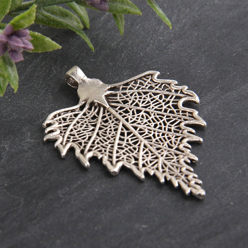 Silver, Large Detailed Leaf Pendant, Leaf Jewelry, Leaf Necklace,1 ...