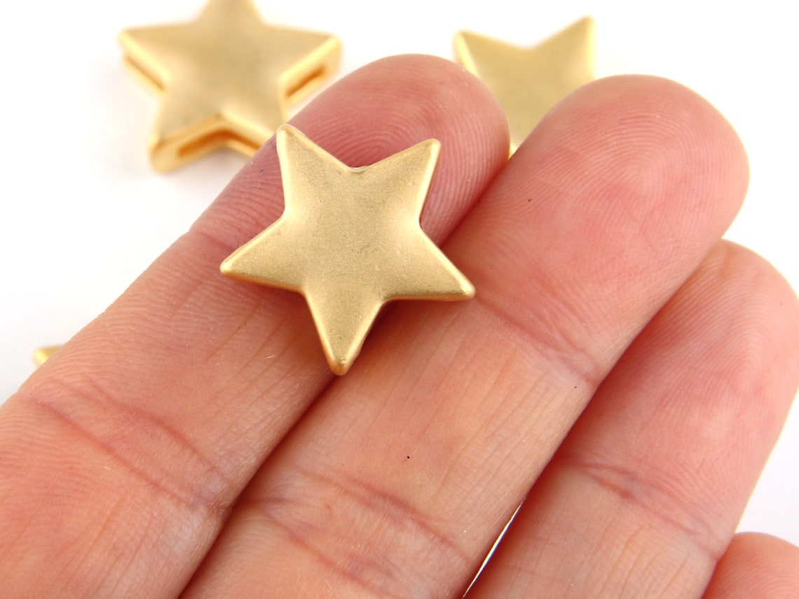 Gold Plated Star Slider Beads Star Beads 5 Pieces // GB-130 | Etsy