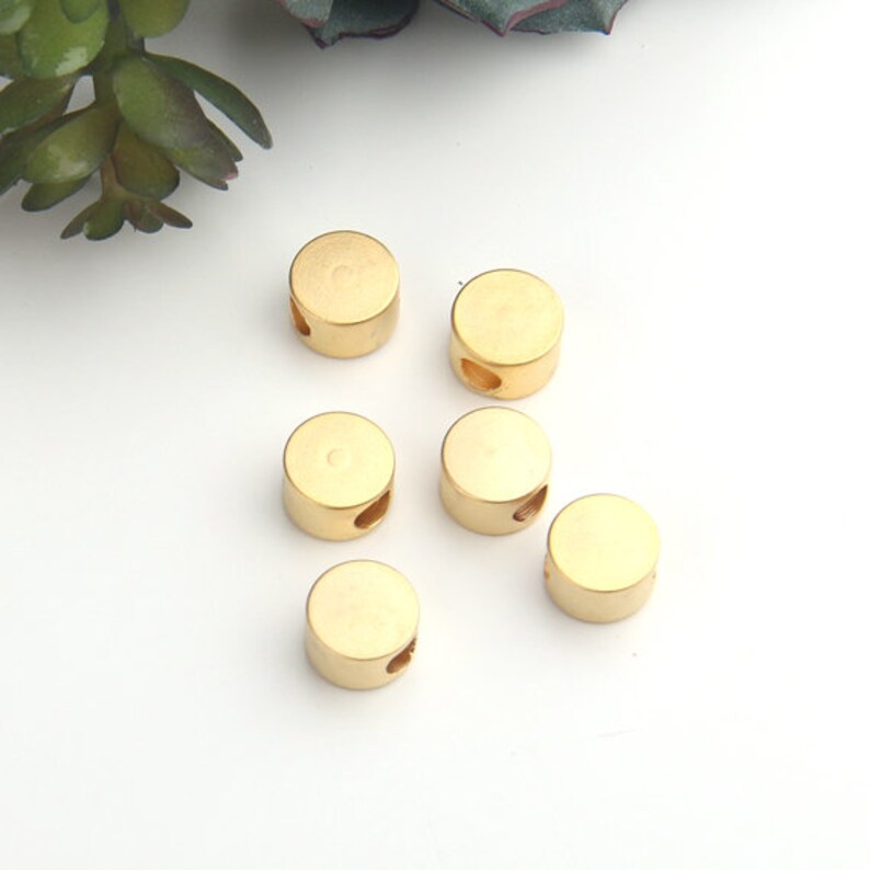 Gold, Round Smooth Bead Sliders, Gold Beads, Bead Spacers, 6 Pieces ...