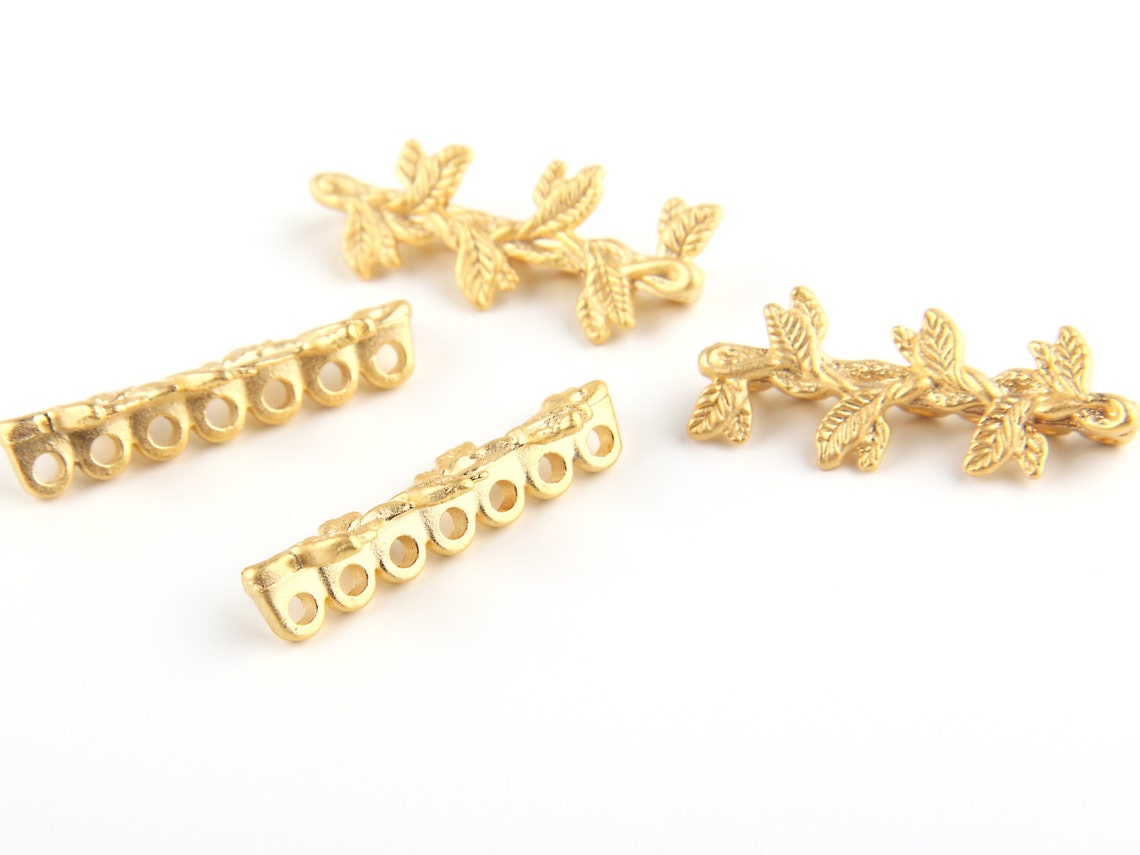 Floral / Leaf Strand Separator Connector 7 Hole 22k Matte - Etsy
